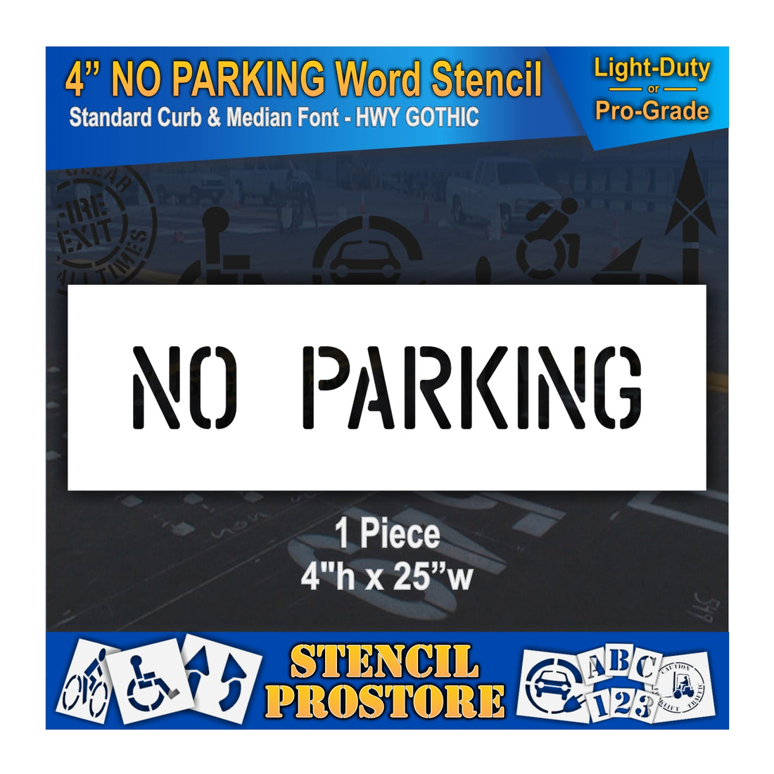 4 Inch NO PARKING Wording Stencil - RAE ProStores