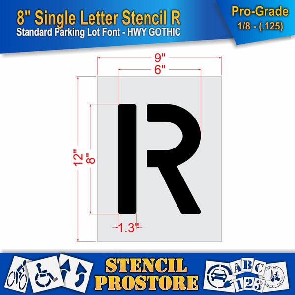 8" Alphabet Kit Stencil - 1/8" (.125") PRO-Grade LDPE / R - RAE ProStores